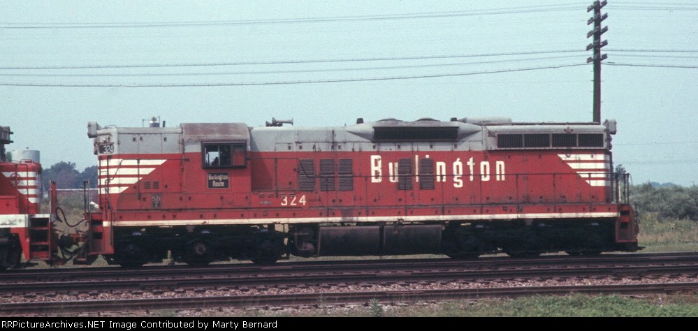 Roster Shot of CB&Q SD7 #324 at West Eola in 1969
